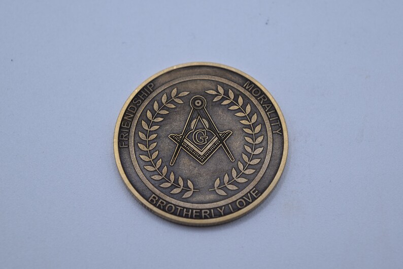Masonic Challenge Coin Double-sided Brass Engraved Commemorative Coin ...