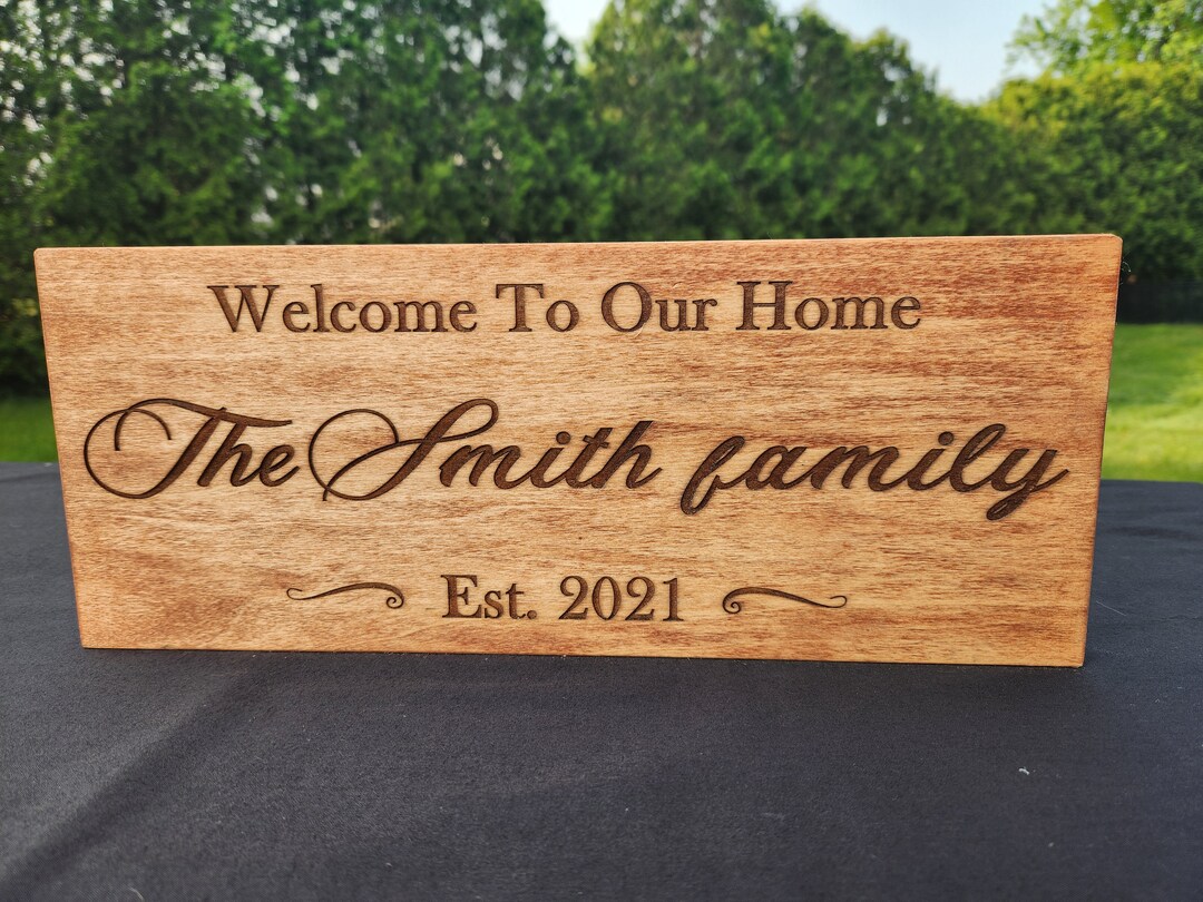 Personalized Laser Engraved Wood Family Name Sign - Etsy