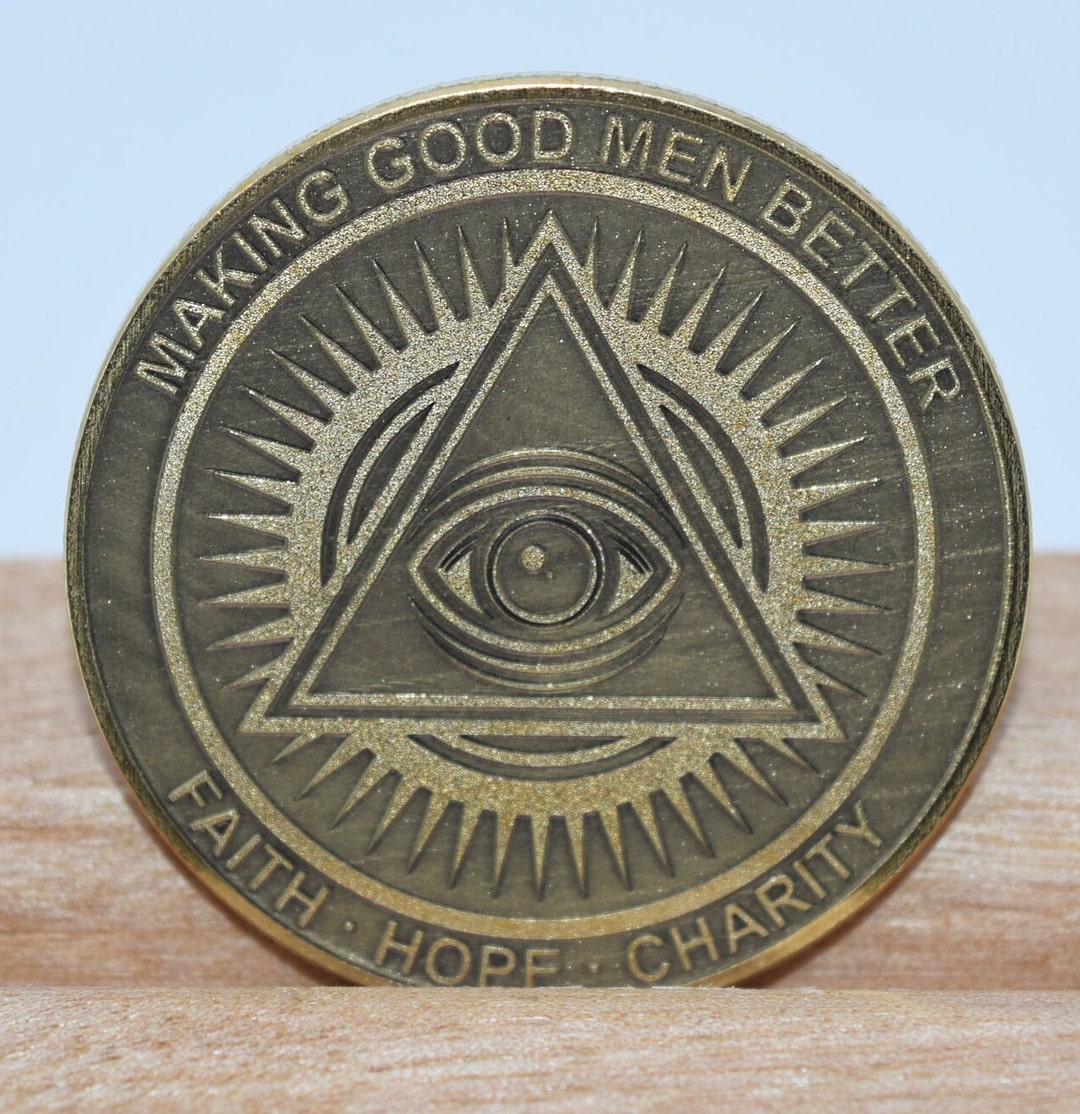 Masonic Challenge Coin 2 - Double-sided Brass Engraved Commemorative ...