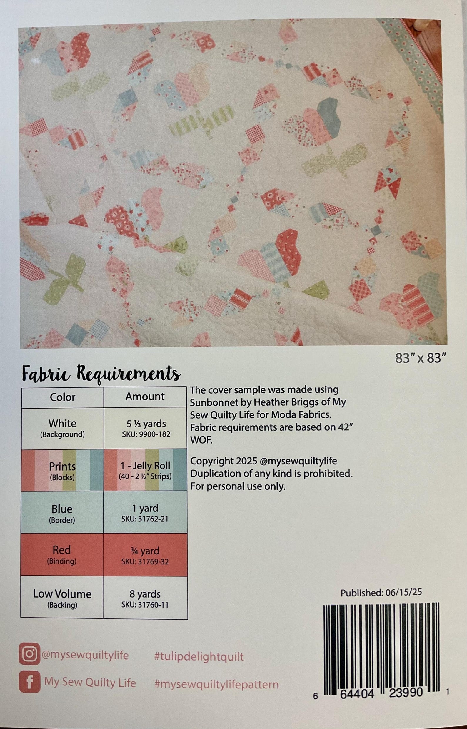 Tulip Delight- Quilt Pattern- MSQL 182- Finished Quilt Size 83” X 83 ...