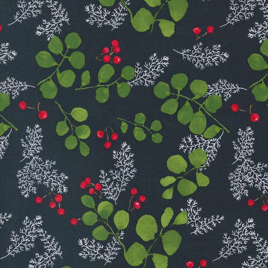 Winterly- Greenery & Berries- Soft Black- 48764 19- Moda Fabrics by ...