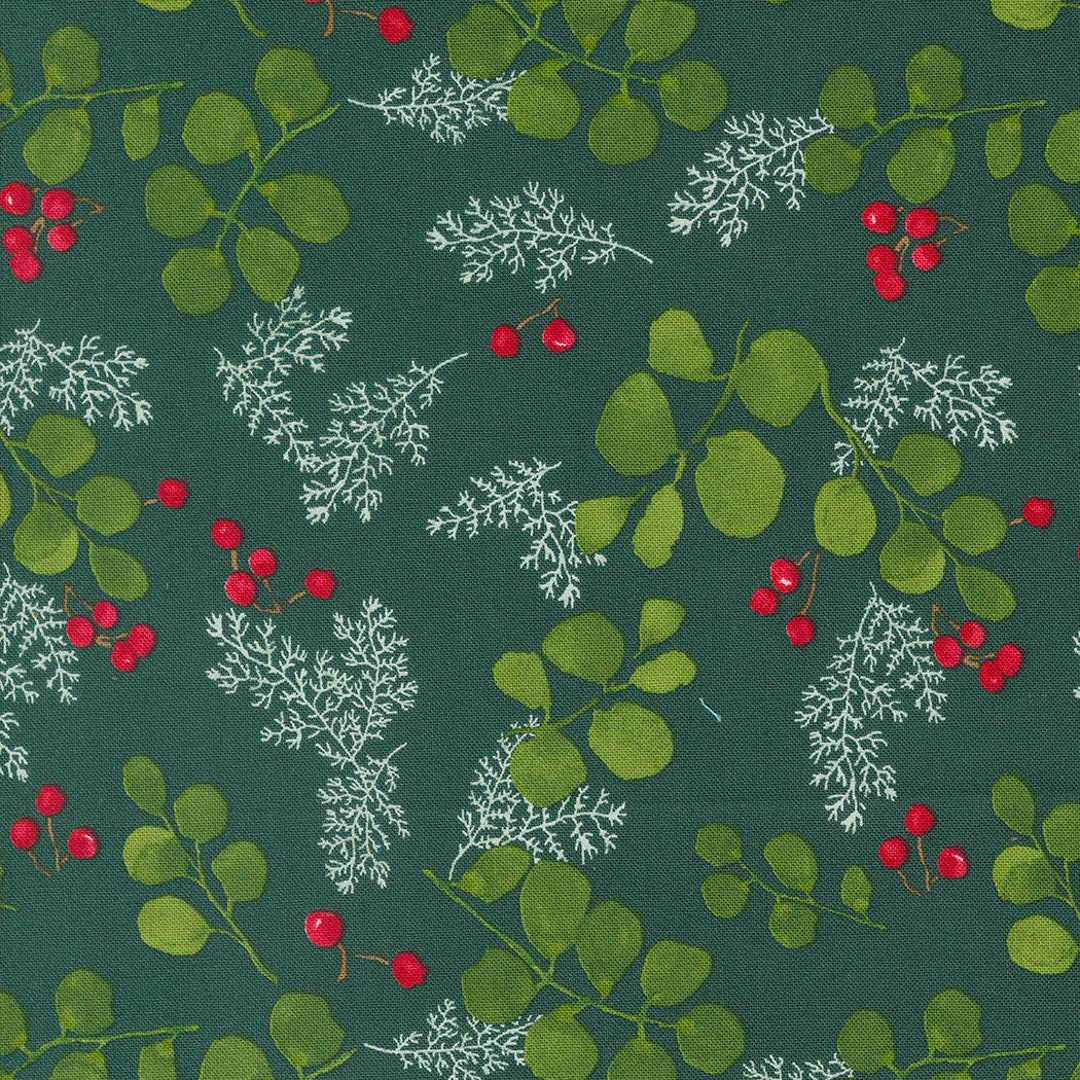 Winterly- Greenery & Berries- Spruce- 48764 18- Moda Fabrics by Robin ...