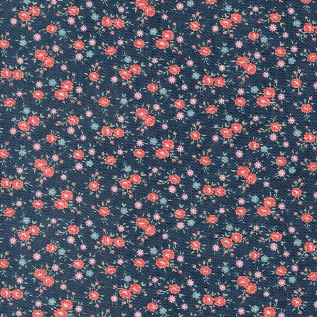 Rosemary Cottage- Lovely- Navy- 55313 14- Moda Fabrics by Camille ...