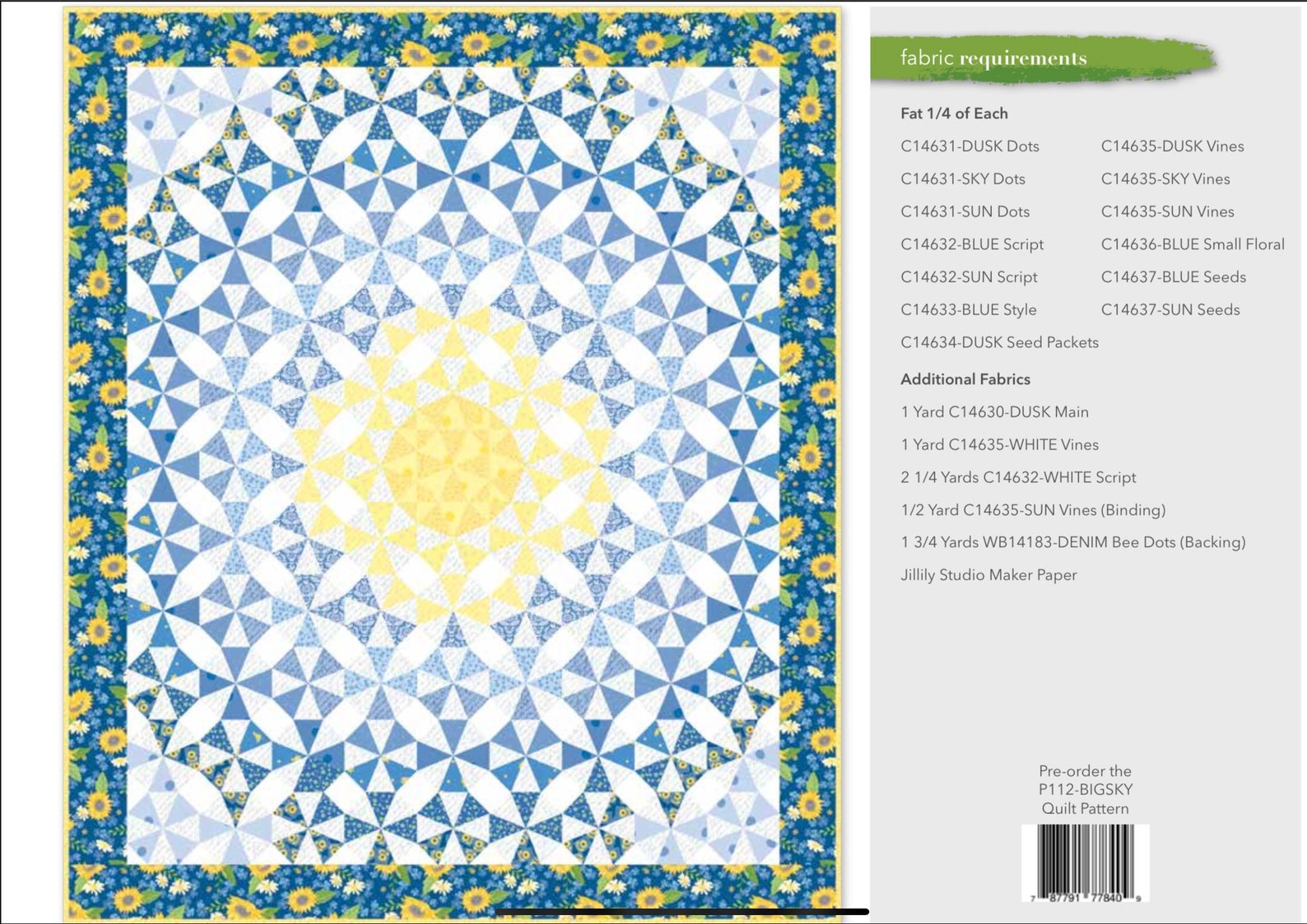 Big Sky Quilt Pattern- 53” X 63” - Designed by Jillily Studio - Etsy