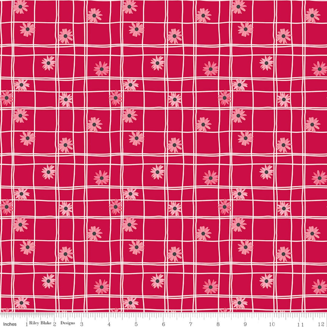 Flour & Flower- Flower Grid- Berry- C14014- Riley Blake Designs by Jill ...