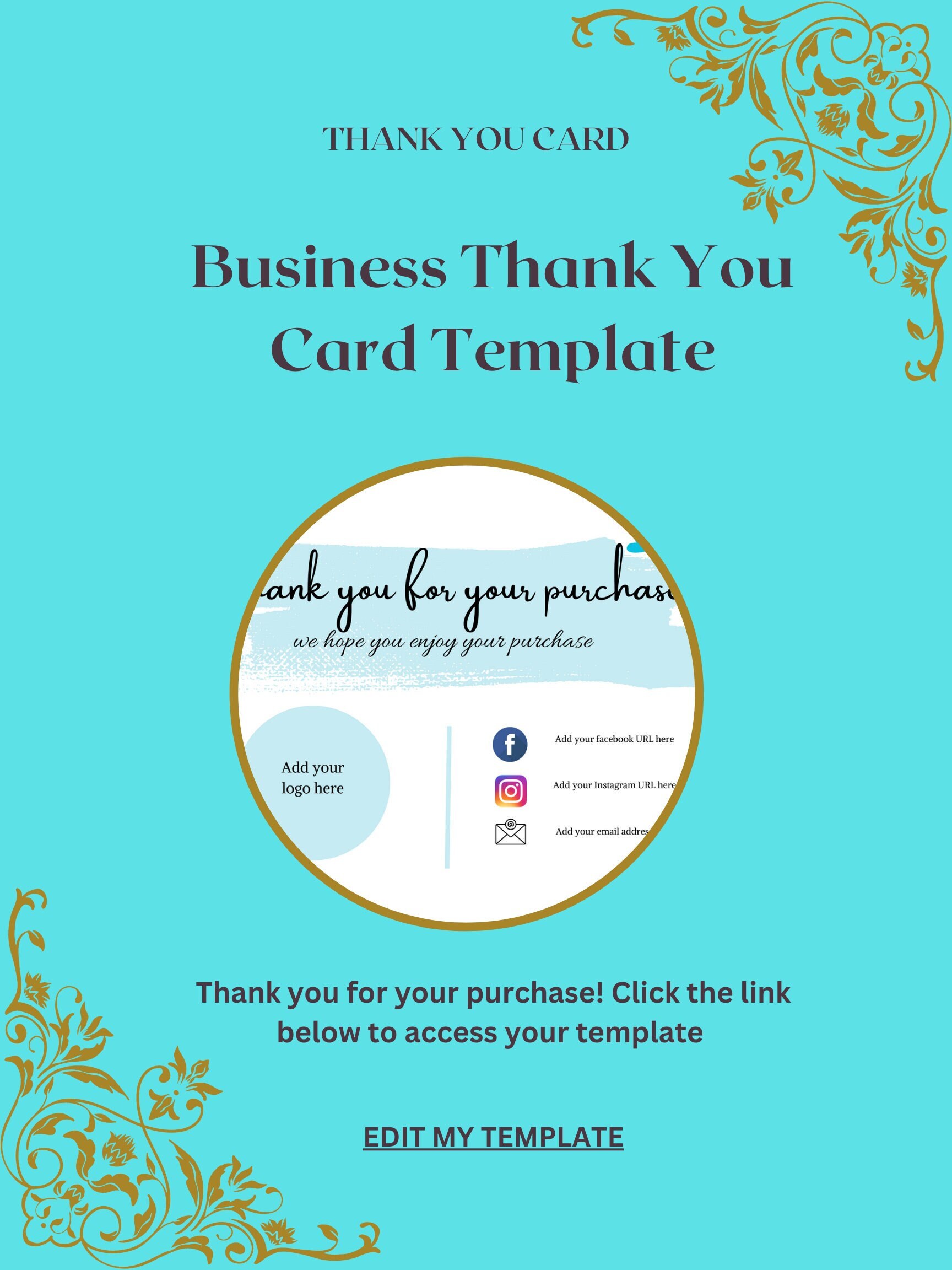 Editable and Printable Business Thank You Card Template - Etsy