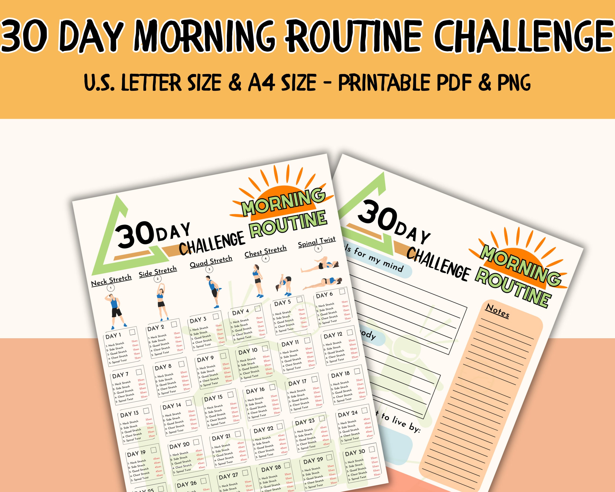 30 Day Morning Routine Challenge Stretch Workout Digital Morning ...
