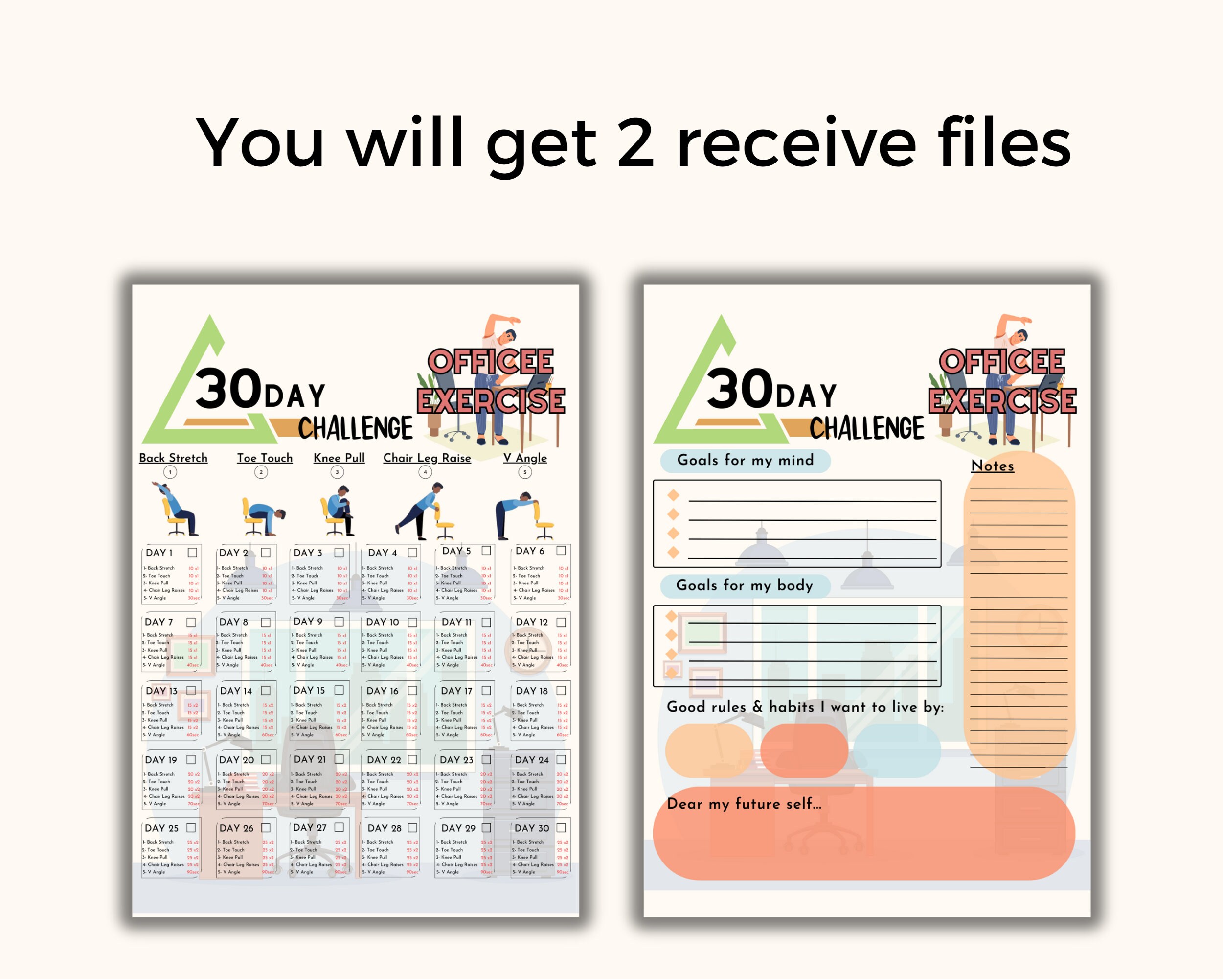 30 Day Office Exercise Challenge Workout Digital Improve Yourself ...