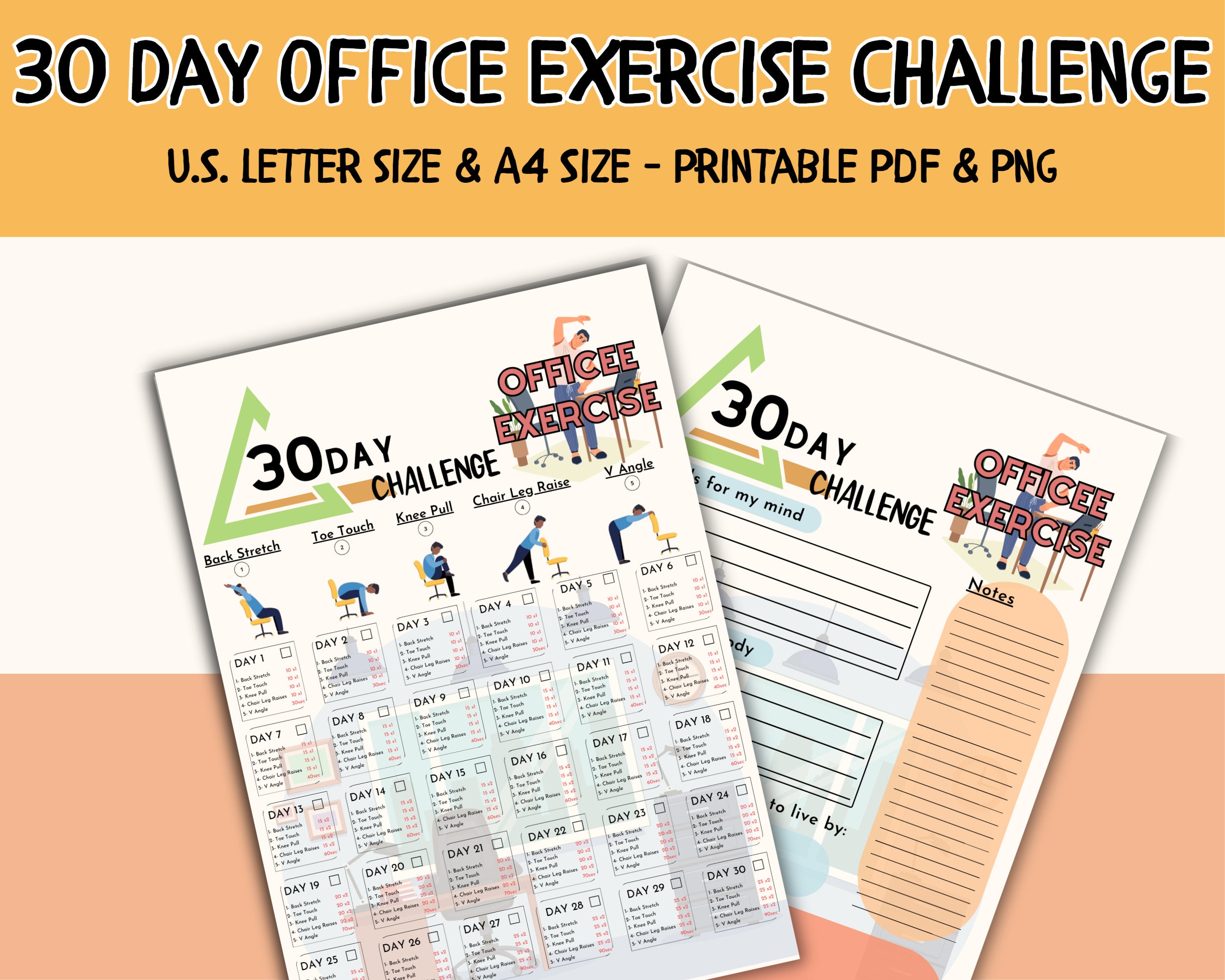30 Day Office Exercise Challenge Workout Digital Improve Yourself ...