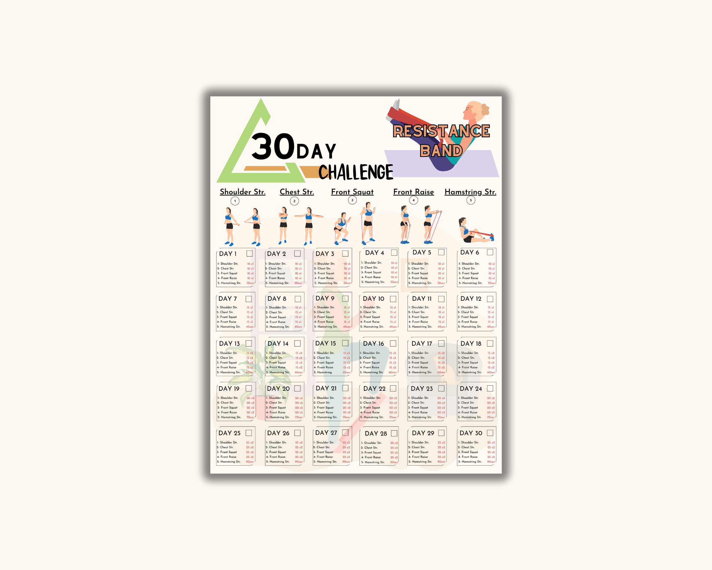 30 Day Resistance Band Challenge | Cardio Workout Digital | Cardio ...