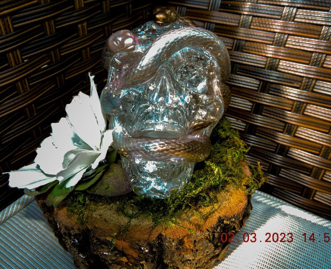 Crystal Flakes Snake Skull. Hand Made Resin Skull. - Etsy