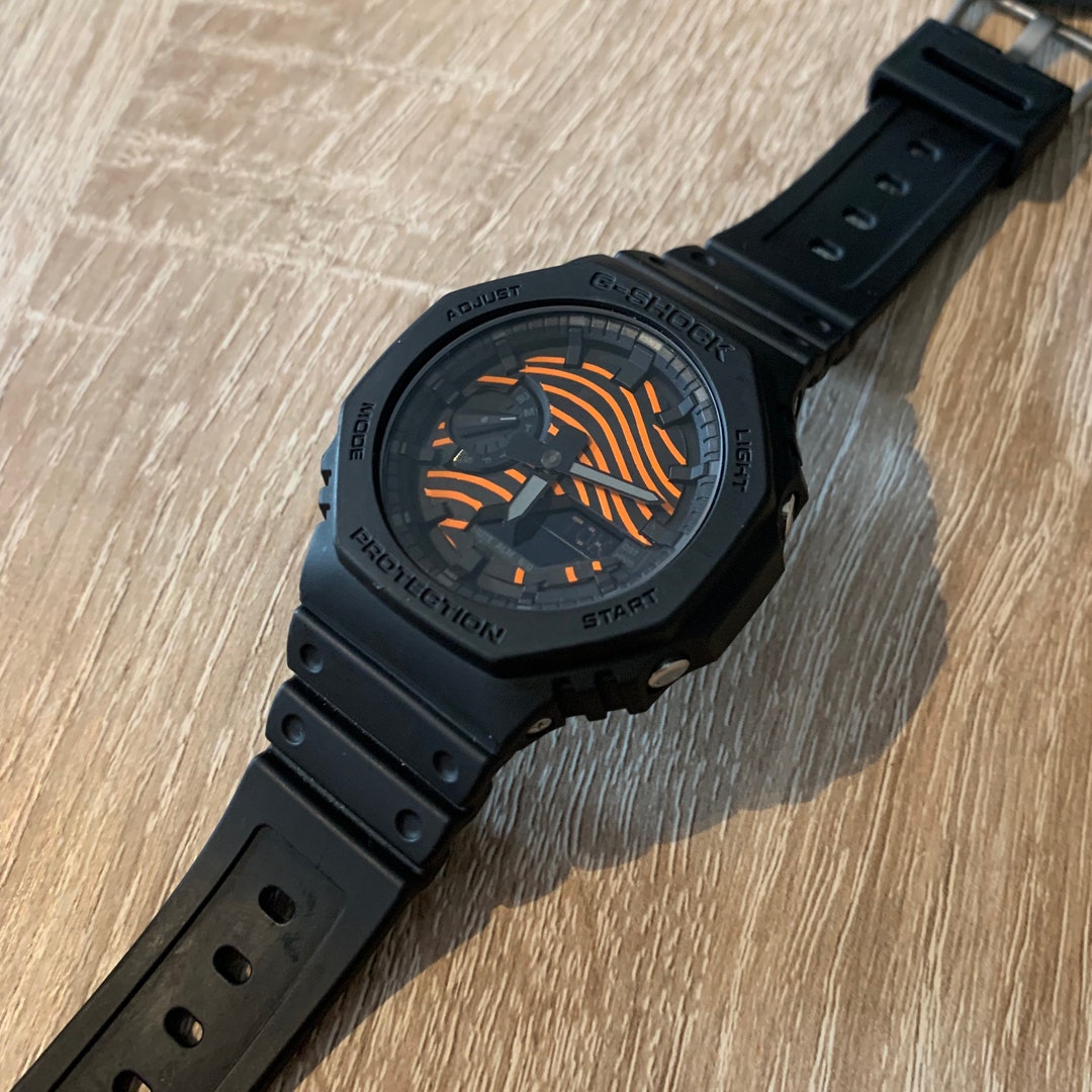 Casio G-shock GA2110 - Custom Dial: Grain (black/orange) - Etsy
