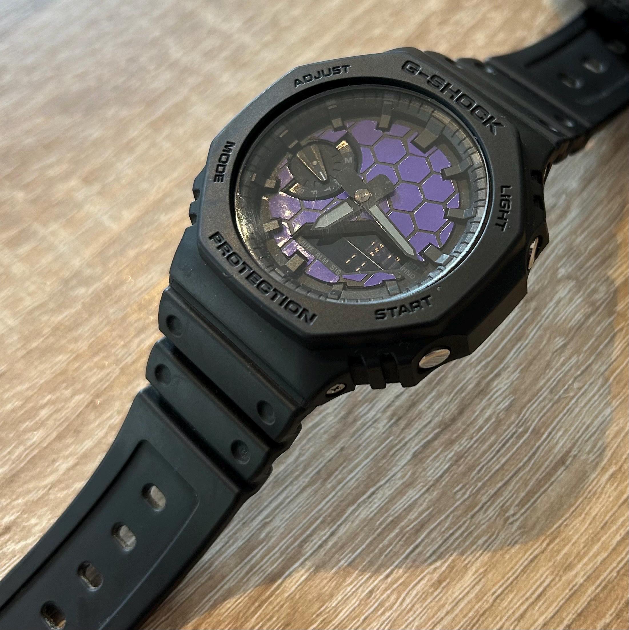 Casio G-shock GA2110 Custom Dial Sticker: Superconductor black/purple ...