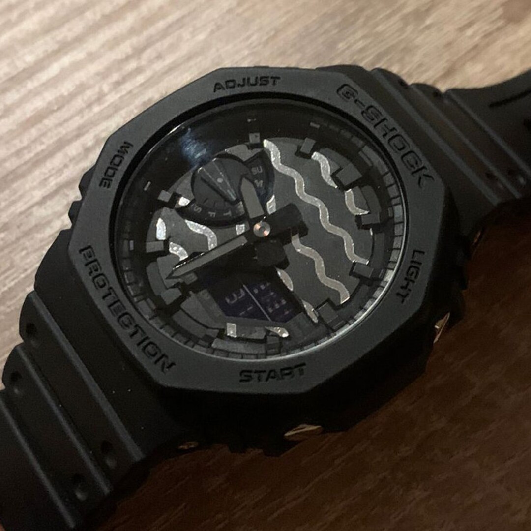 Casio G-shock GA2110 - Custom Dial: Wave (black/silver Chrome) - Etsy