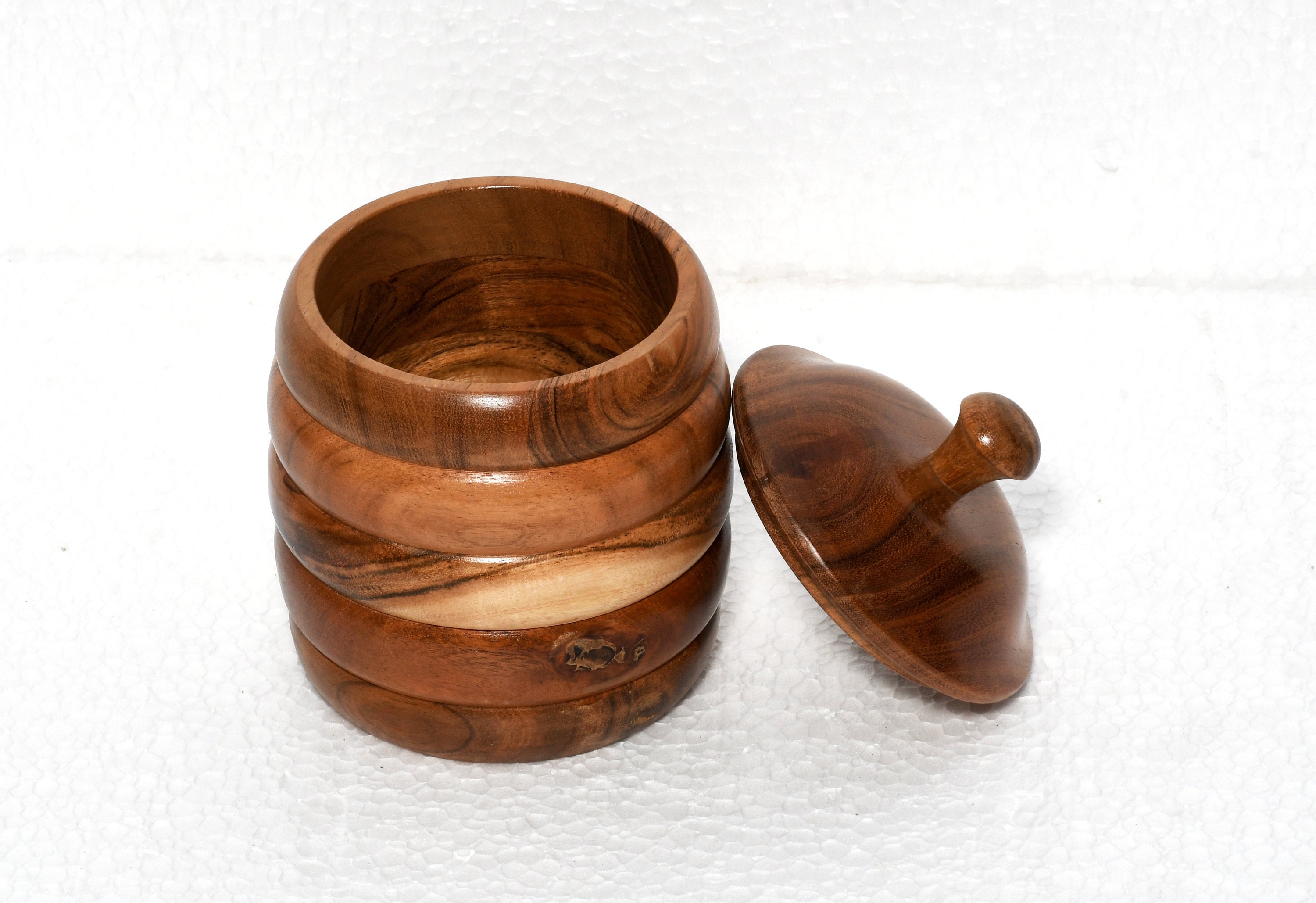 Wooden Honey Pot/ Wooden Honey Jar With Lid and Dipper Stick/ Wooden ...