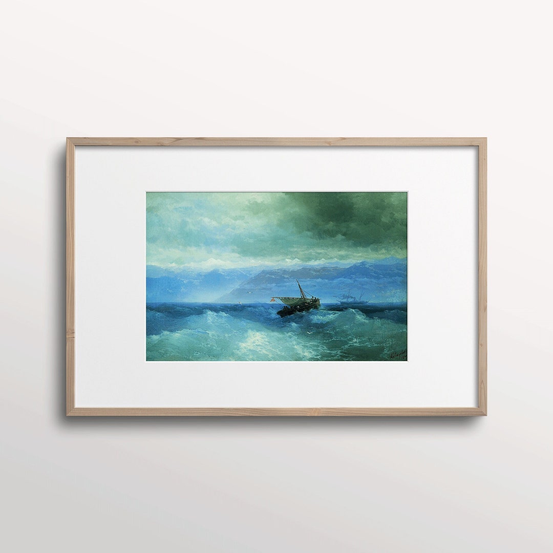 Agitated Sea Painting Digital Wall Art, Sea Lovers Gift, Sea Wall Art ...