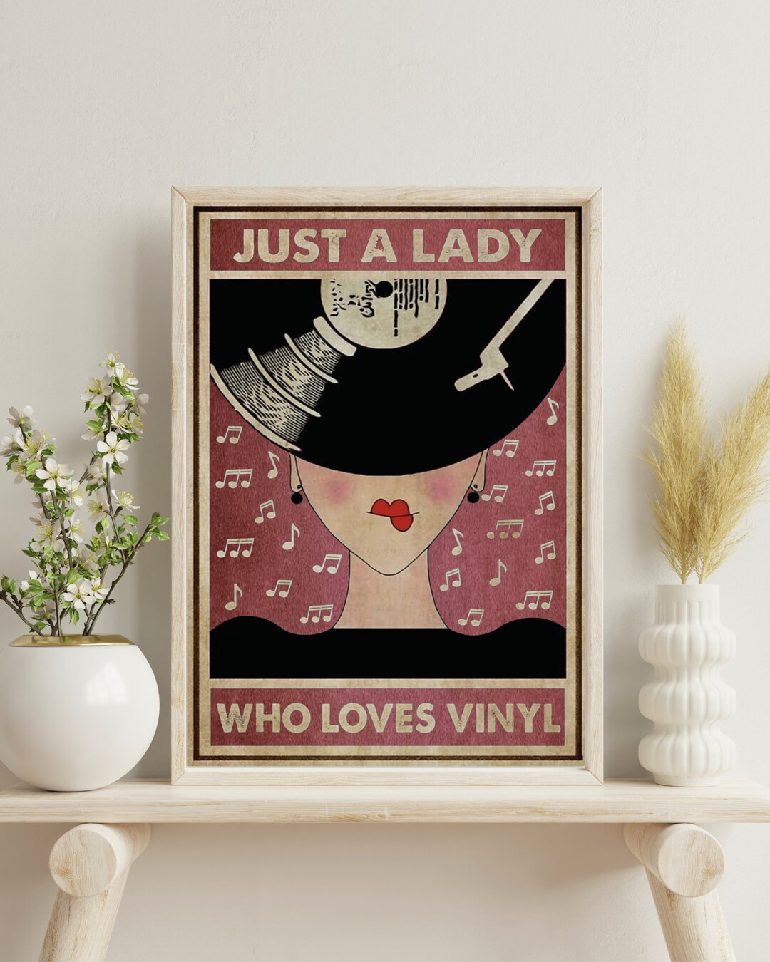 Digital Wall Art Vinyl Lovers Print Gift for Girl Vintage Style Poster ...