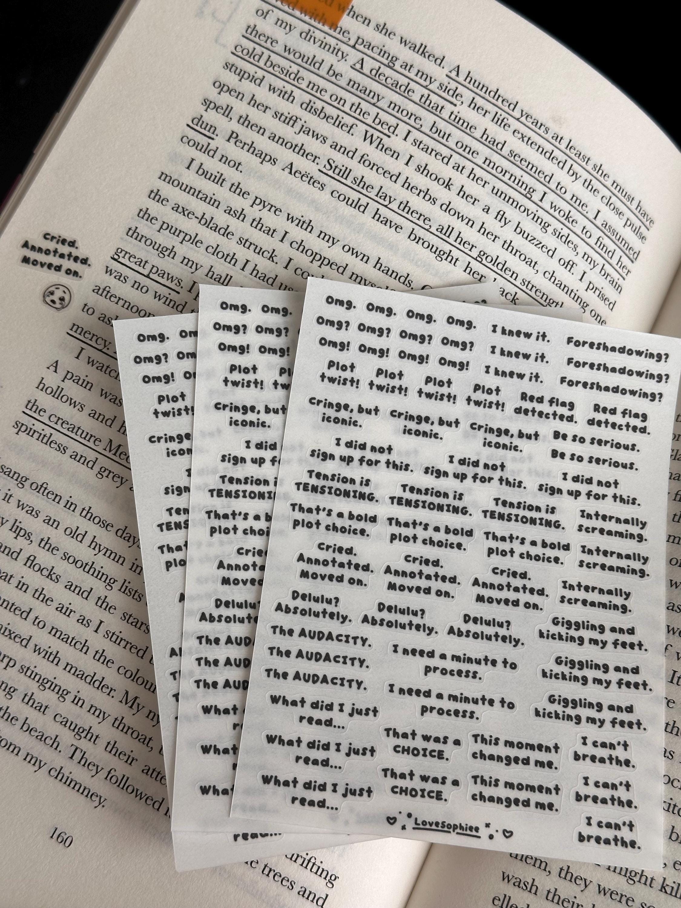 Annotation Reaction Stickers || for Book Annotating, Bullet Journaling ...