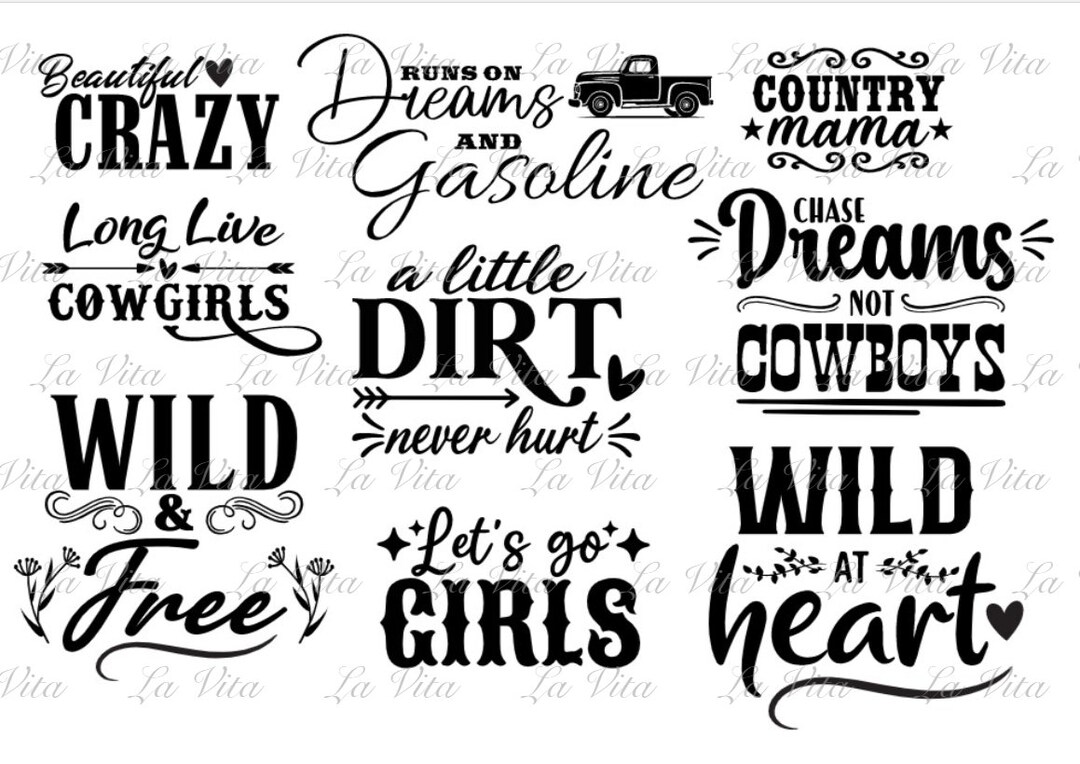 Country Girl Quote SVG PNG Bundle - Etsy
