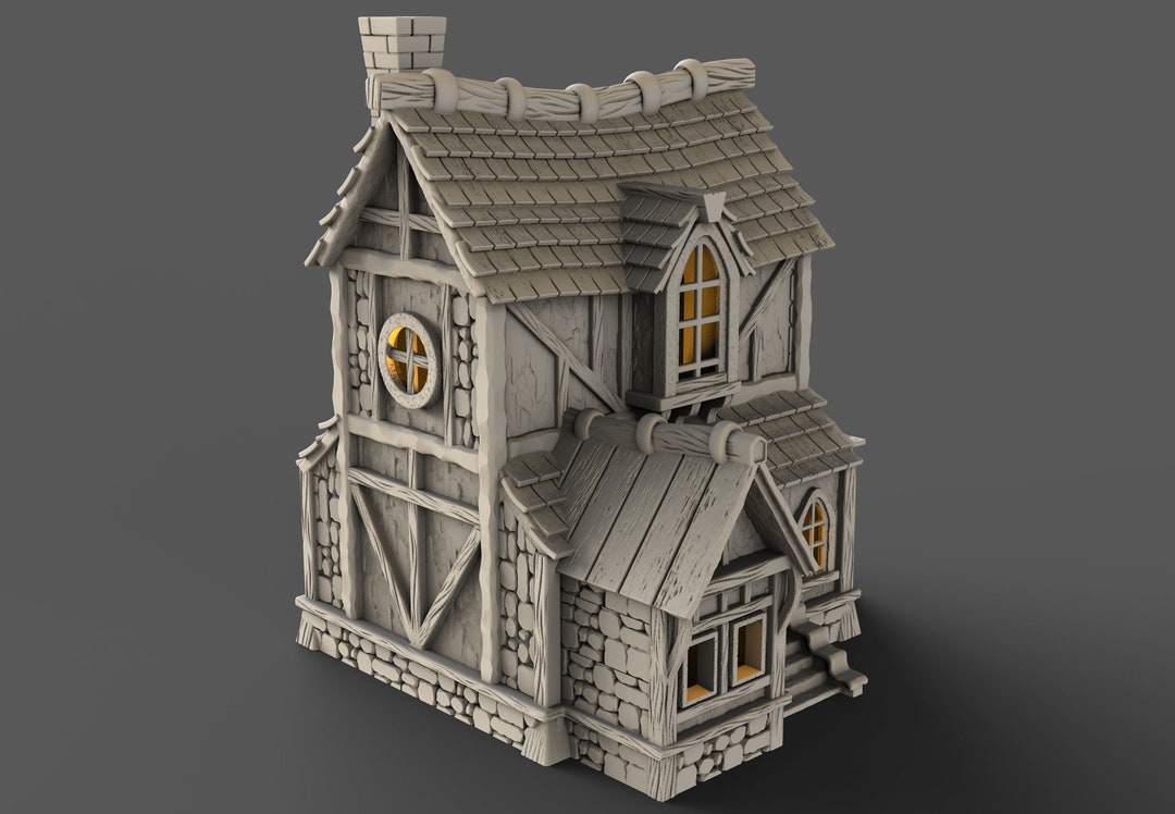 Tabletop RPG Terrain - Medieval City House 2-storey - Dungeons and ...