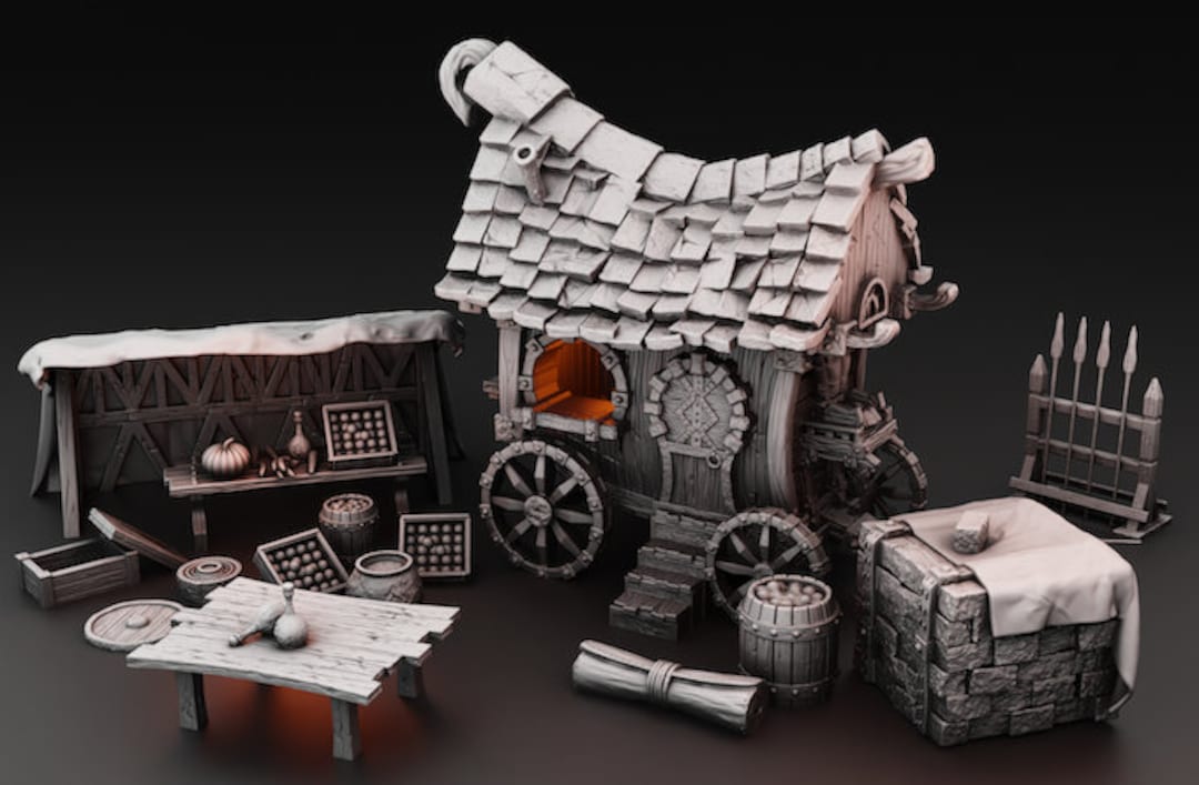Tabletop RPG Terrain - Travelling Trader Shop - Dungeons and Dragons ...
