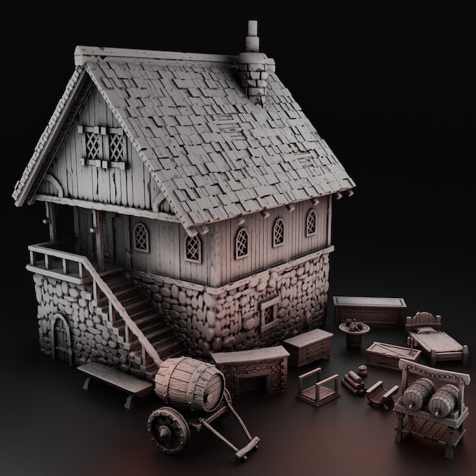 Tabletop RPG Terrain Town Tavern Highway Inn Dungeons and Dragons ...