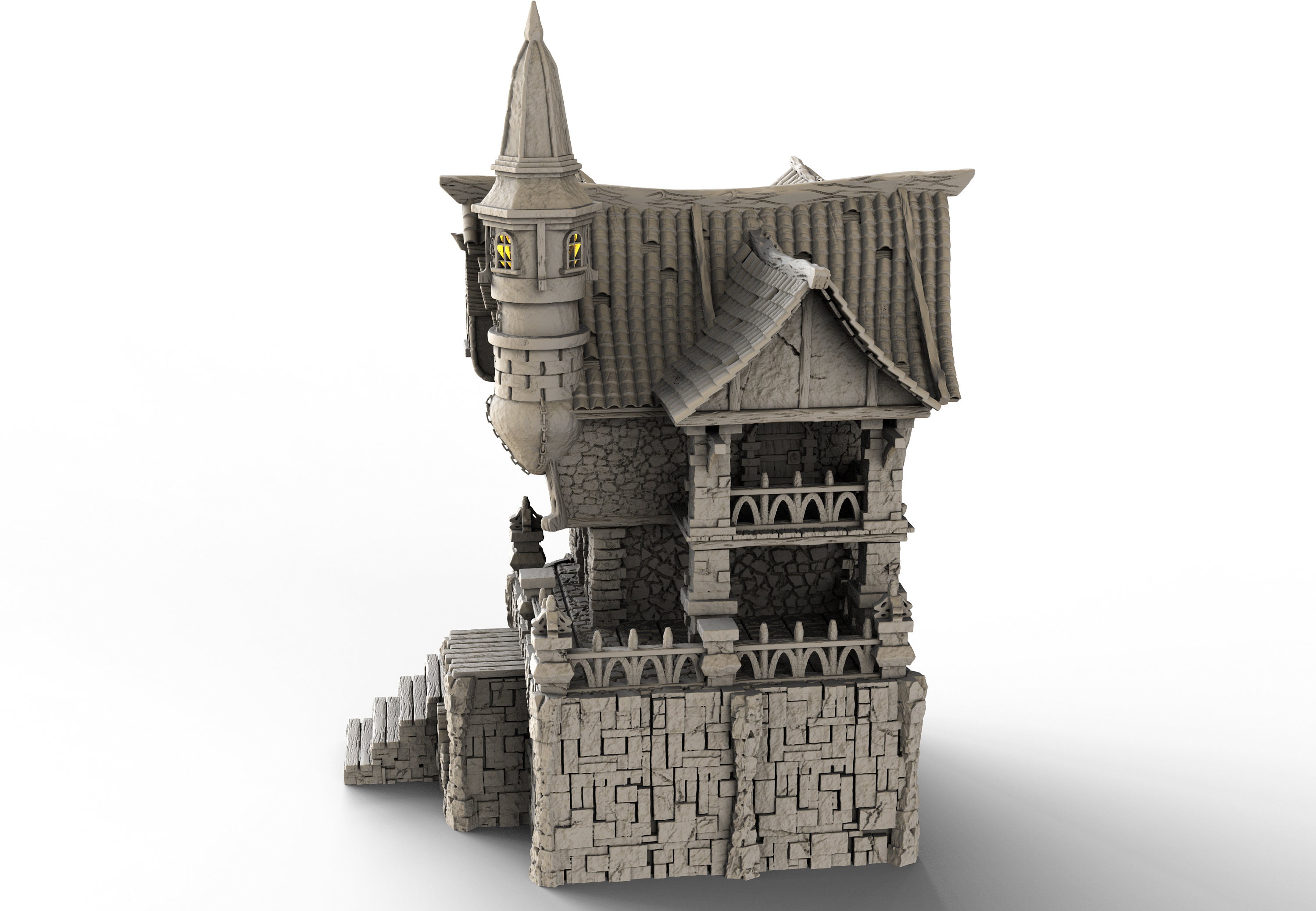 Tabletop RPG Terrain - Elevated Townhouse With Lookout - Dungeons and ...