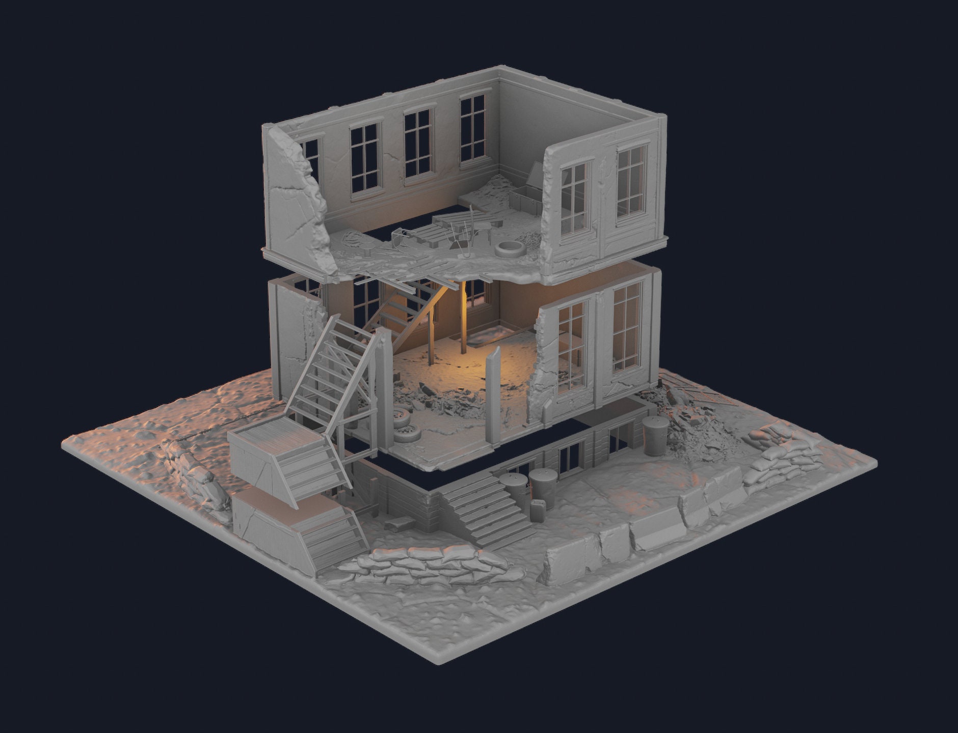 Tabletop Wargaming Terrain - World War 2 European Ruins - Digital STL ...