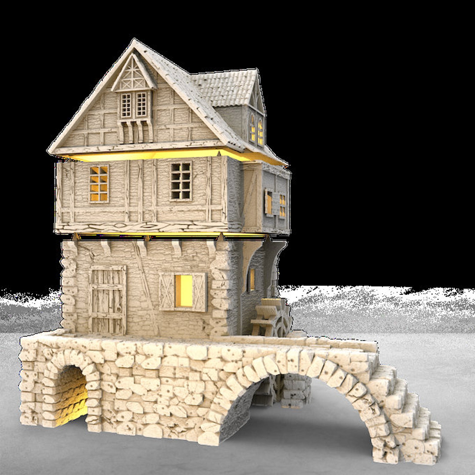 Tabletop RPG Terrain - Riverside Manor With Waterwheel - Dungeons and ...
