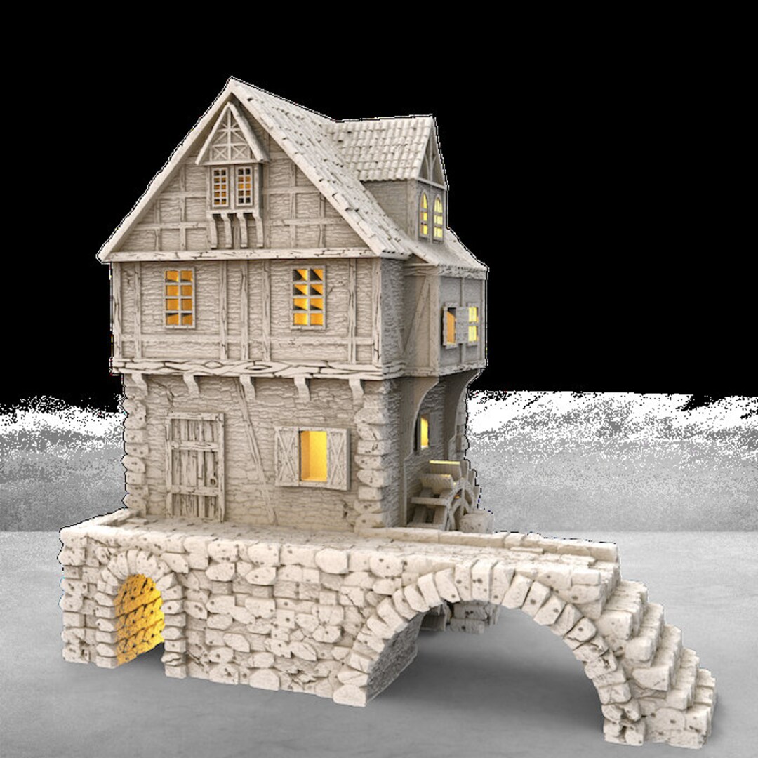 Tabletop RPG Terrain - Riverside Manor With Waterwheel - Dungeons and ...
