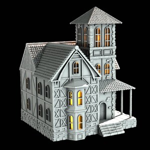 Tabletop RPG Terrain - Town House With Tower - Magic Shop - Dungeons ...