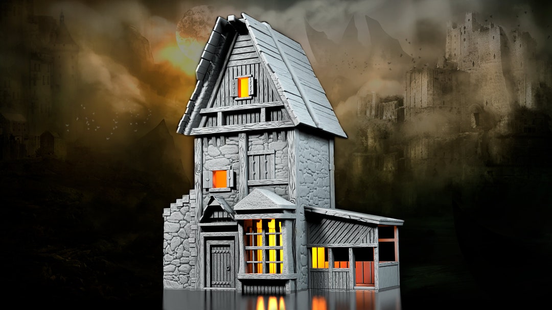 Tabletop RPG Terrain - Medieval Town House With Stall - Dungeons and ...