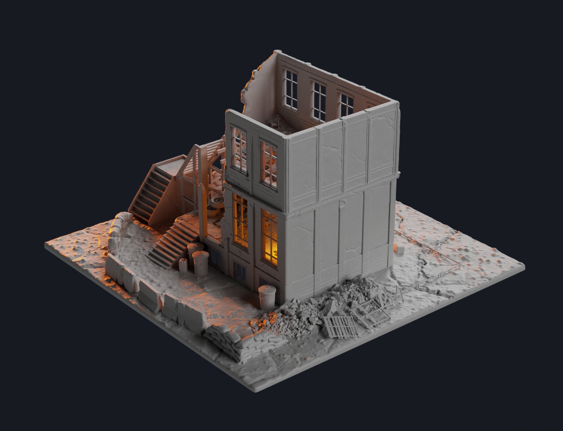 Tabletop Wargaming Terrain - World War 2 European Ruins - Digital STL ...