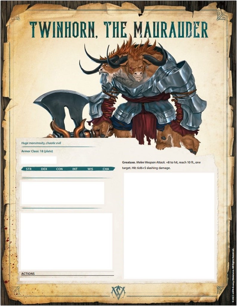 Dungeons & Dragons 5e Monster Stat Blocks Pack of 8 - Etsy