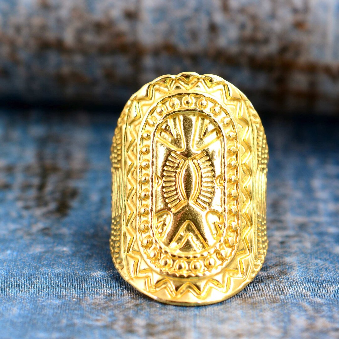 Gold Brass Scarab Ring, Egyptian Beetle Statement Band, Ancient Ring ...