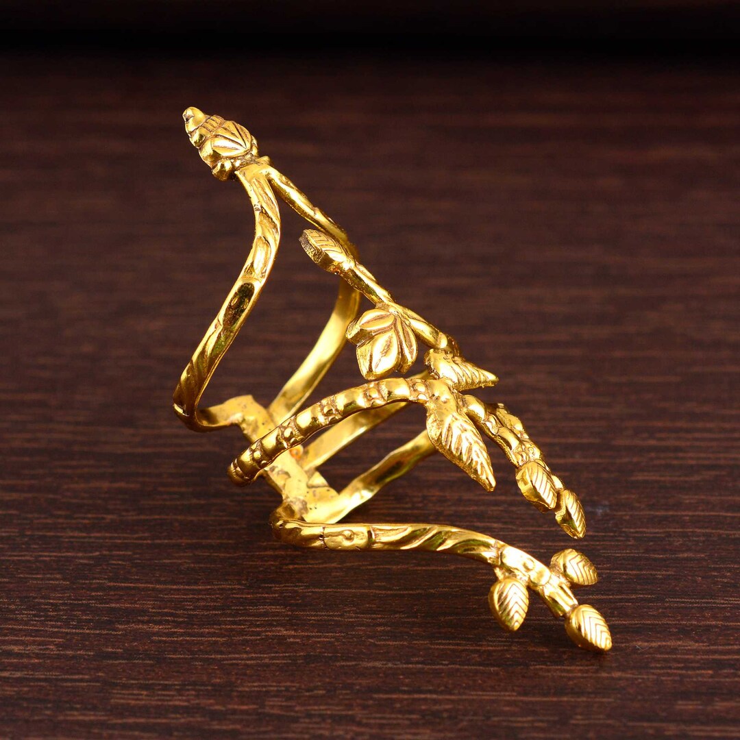 Gold Brass Floral Arthritis Splint Ring – Adjustable Joint Support ...