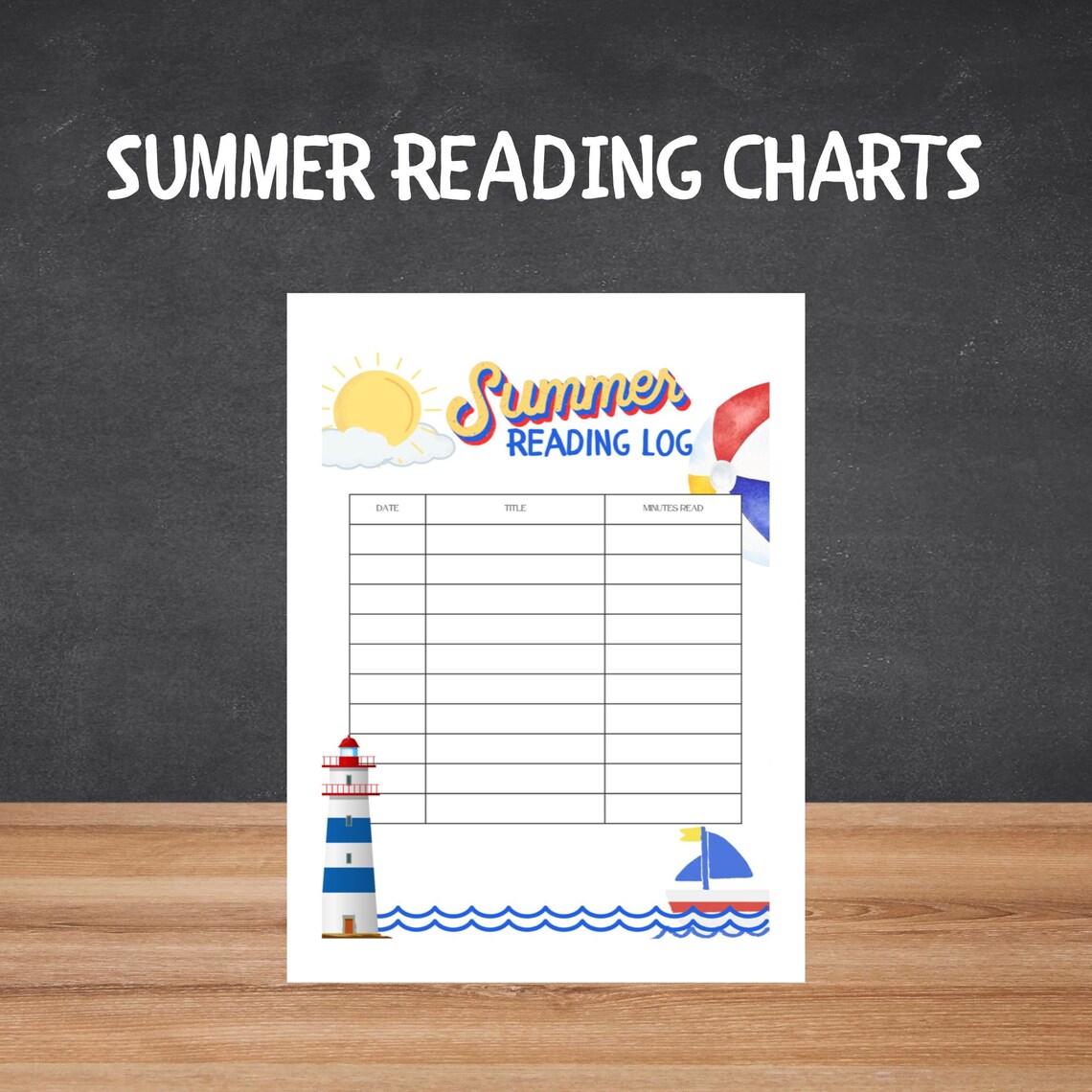 Summer Reading Charts INSTANT DOWNLOAD Reading Log for Kids Summer ...
