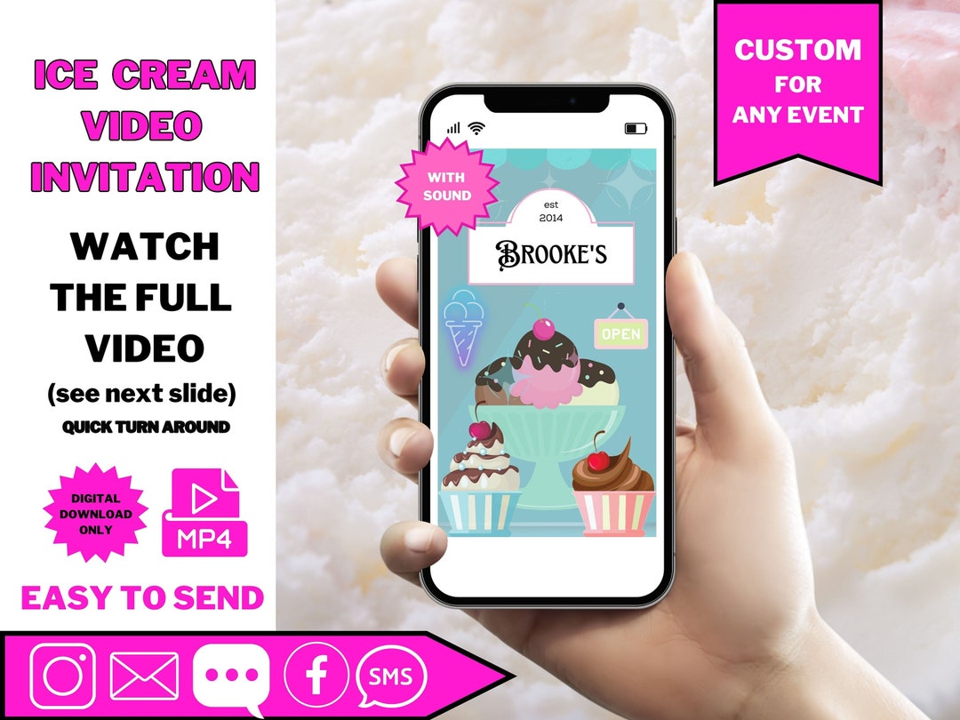 Ice Cream Invitation, Ice Cream Party, Ice Cream Birthday Video ...
