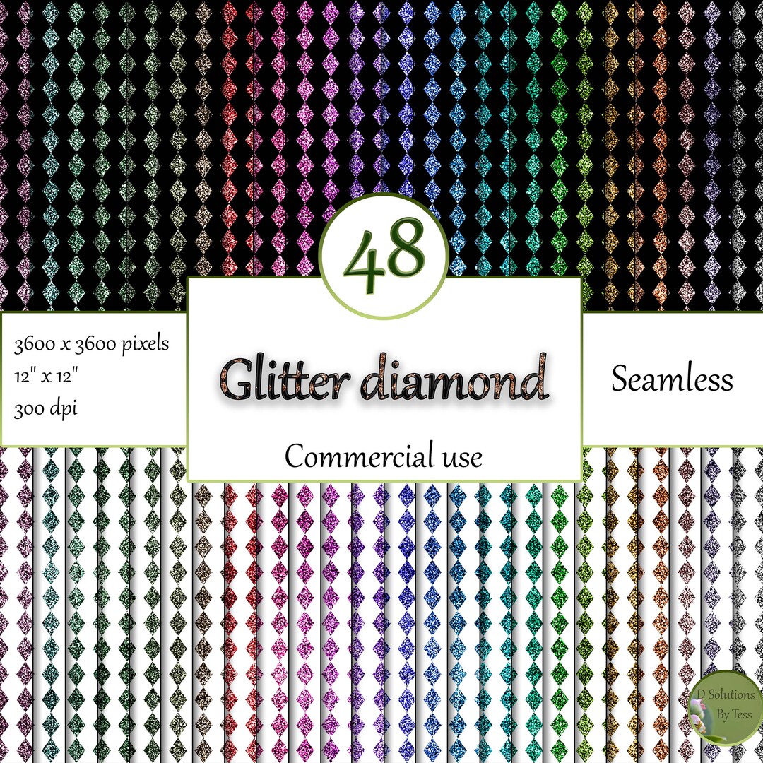 48 Seamless Glitter Diamond Pattern Digital Papers. Easy to Use High ...