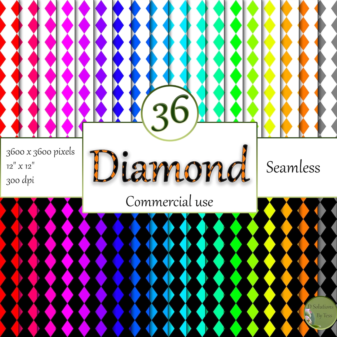 36 Diamond Pattern in Various Colors Seamless Digital Papers. Easy to ...