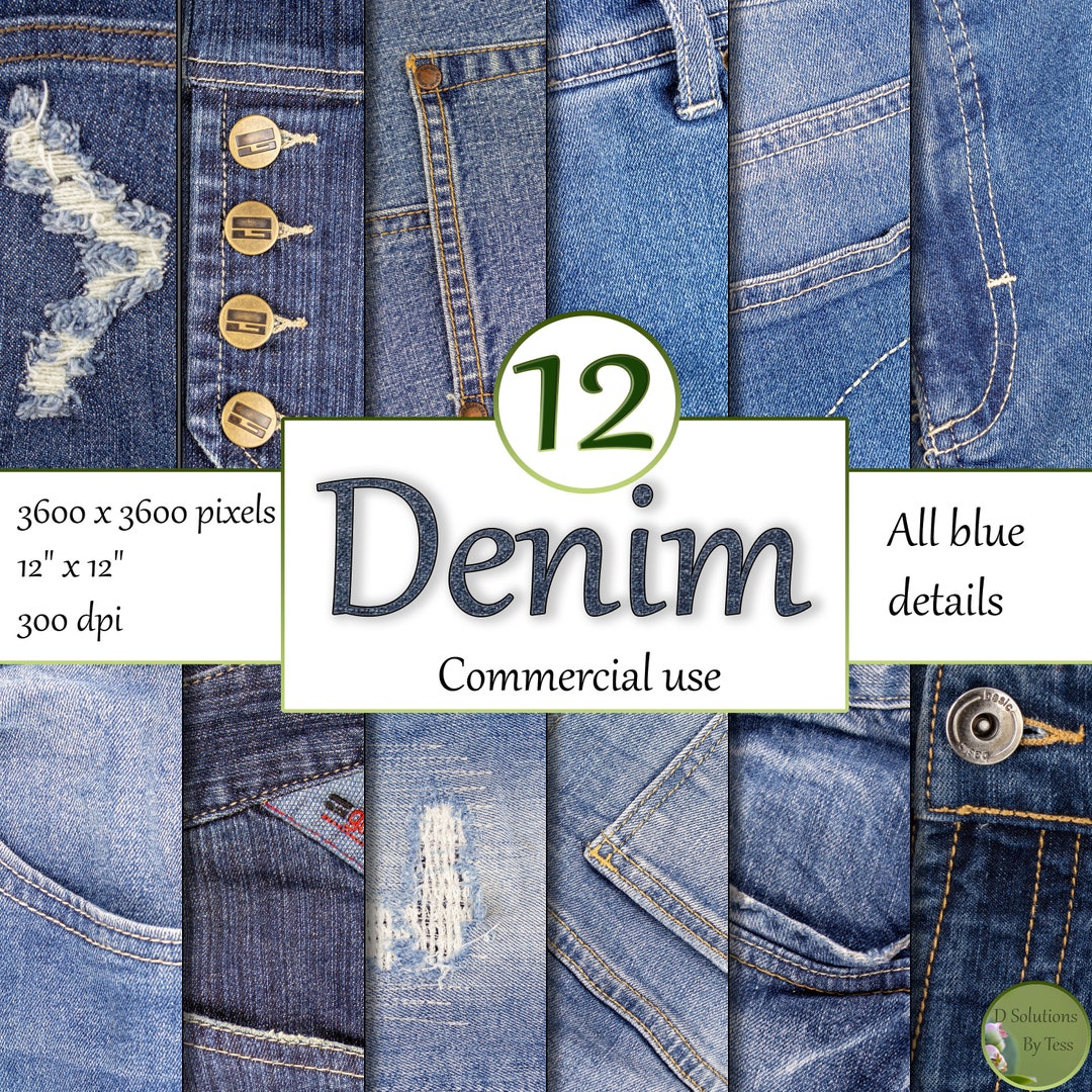 12 High Resolution Denim With Details Digital Papers to Be Used for You Creative Projects ...