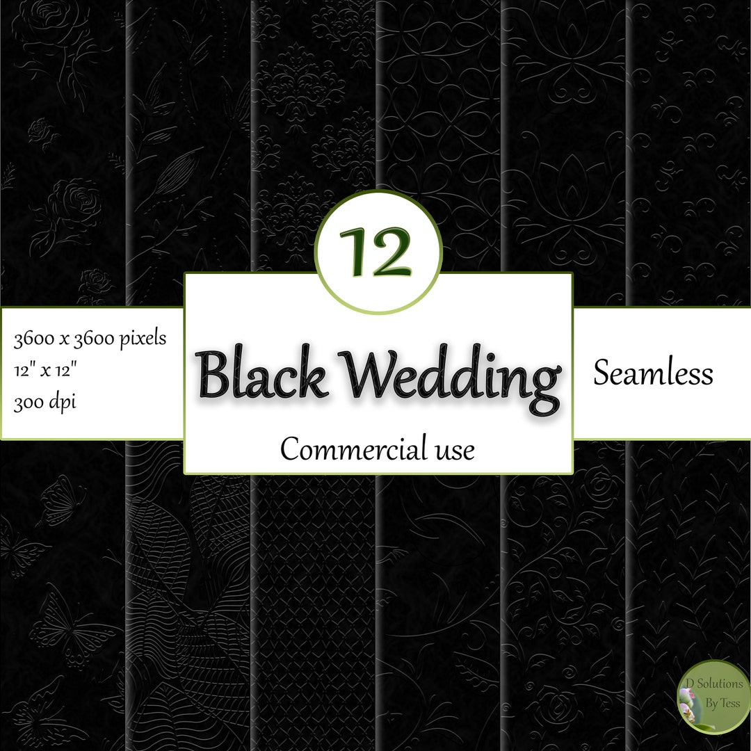 Elegant Black Wedding Digital Paper Pack Seamless Textured Backgrounds ...