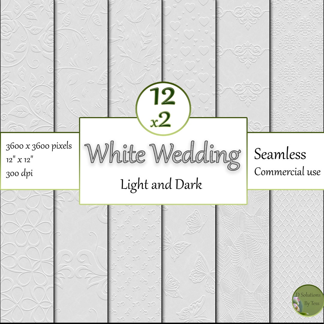 Elegant White Wedding Digital Paper Pack - Seamless Textured ...