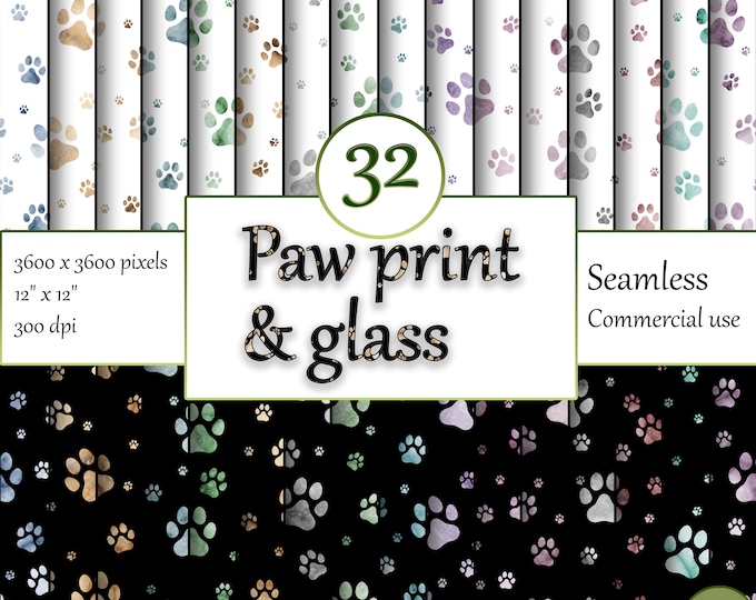 3D Dog Digital Paper | Paw Print Patterns | Pet Scrapbooking & Craft ...