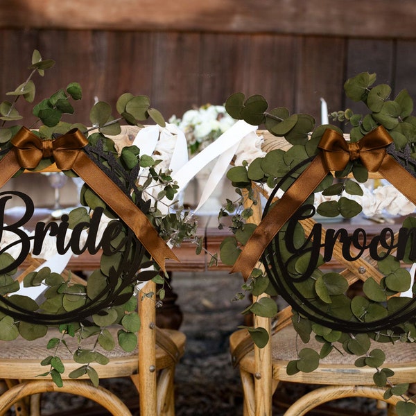 Bride and Groom Chair Signs - Etsy
