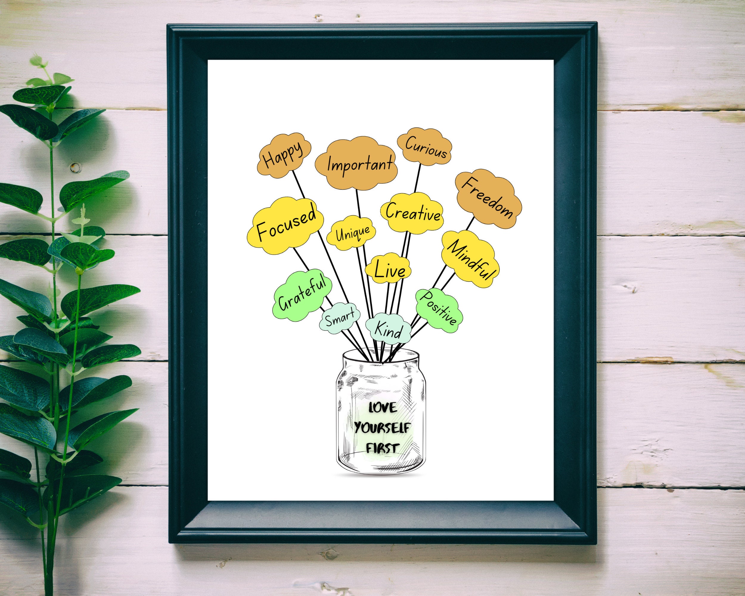 Positive Affirmation Wall Art With Flowers in Jar, Positive Saying ...