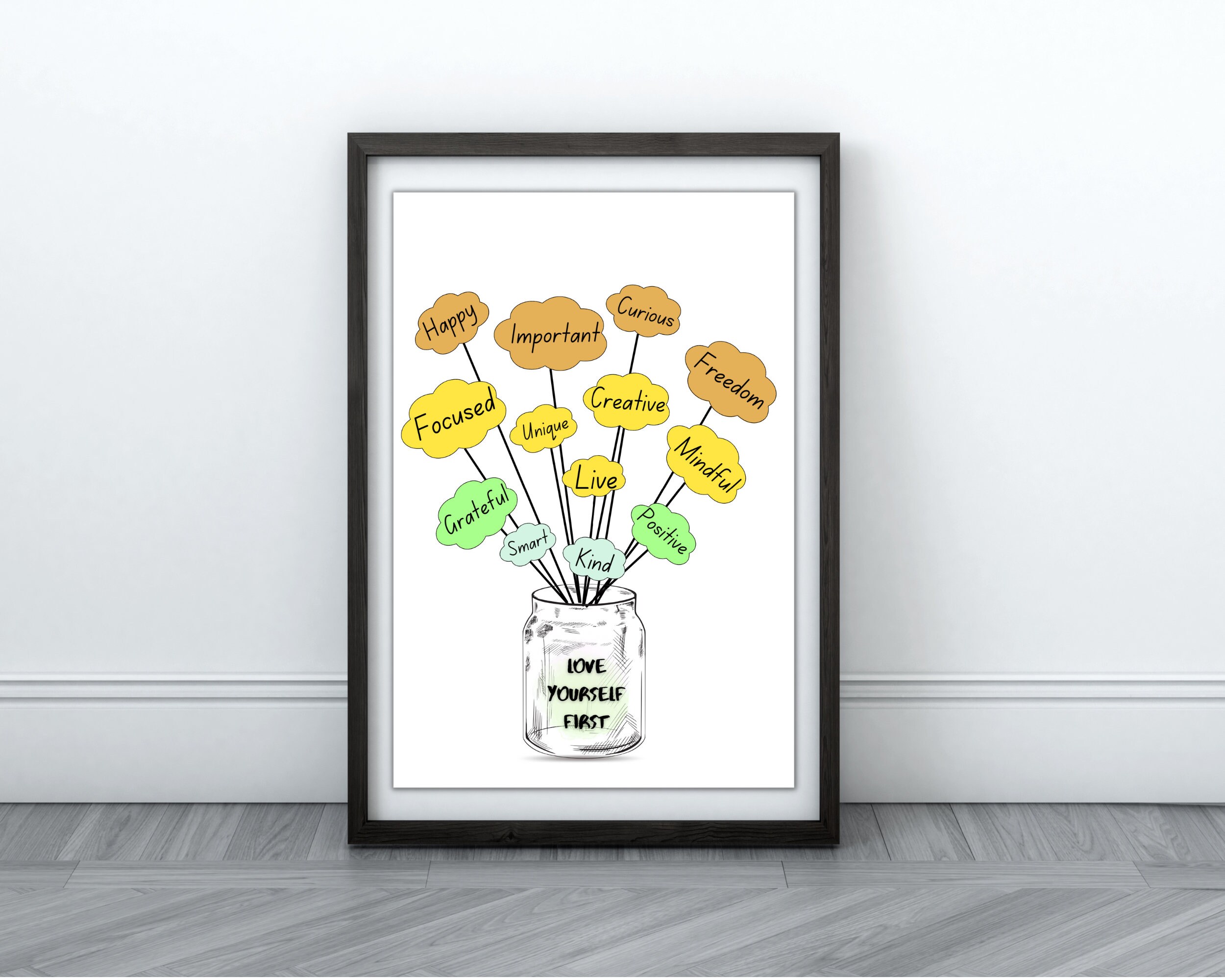 Positive Affirmation Wall Art With Flowers in Jar, Positive Saying ...
