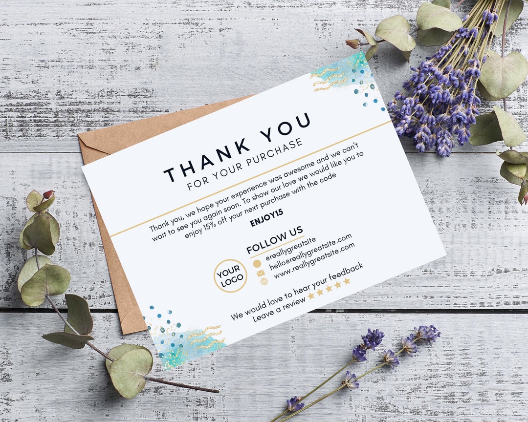 Editable SIMPLE Business Thank You Insert Card Template, Modern Simple ...
