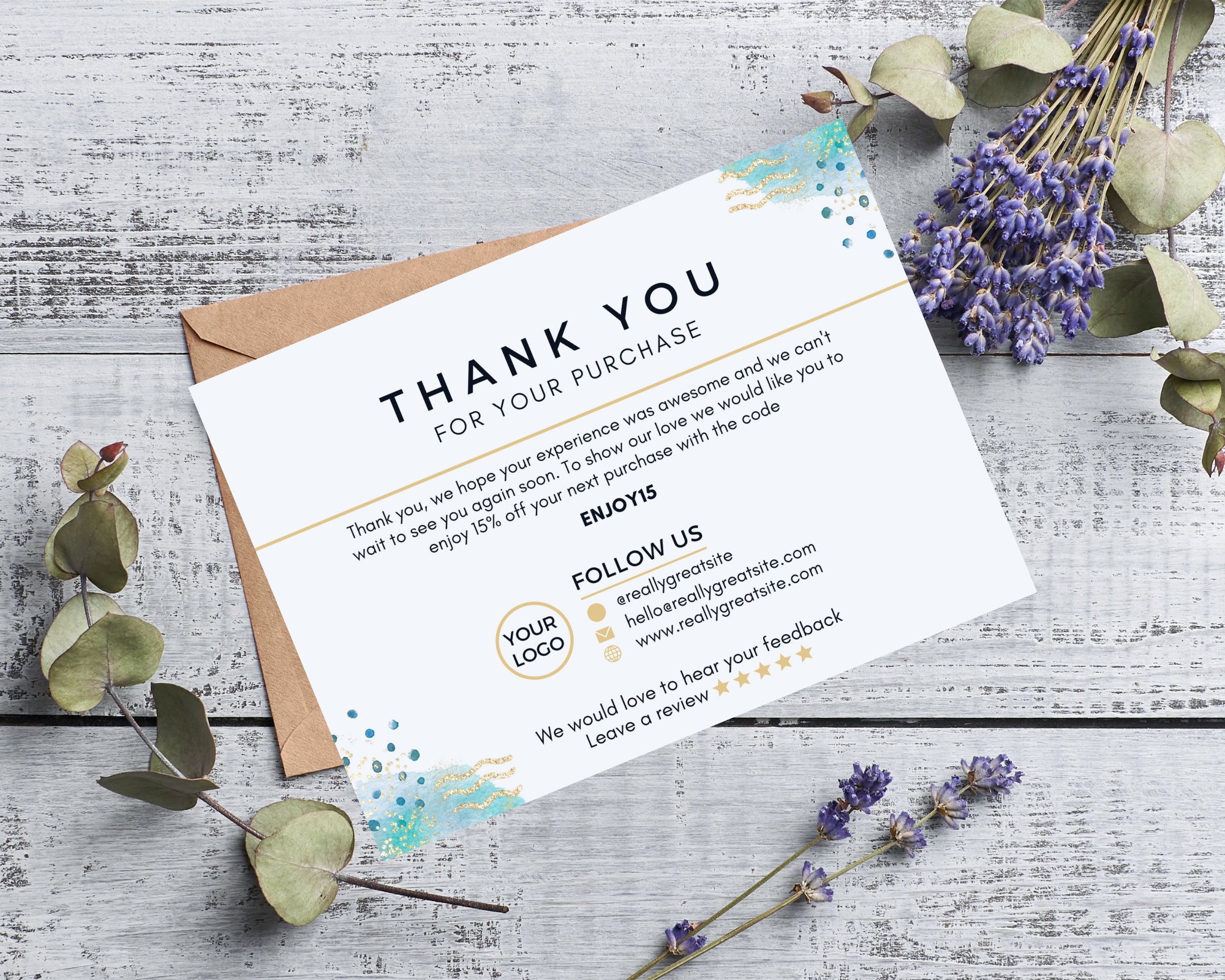 Editable SIMPLE Business Thank You Insert Card Template, Modern Simple ...