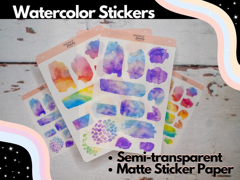 Watercolor Swatch Stickers Watercolor Journal Stickers for Creative ...
